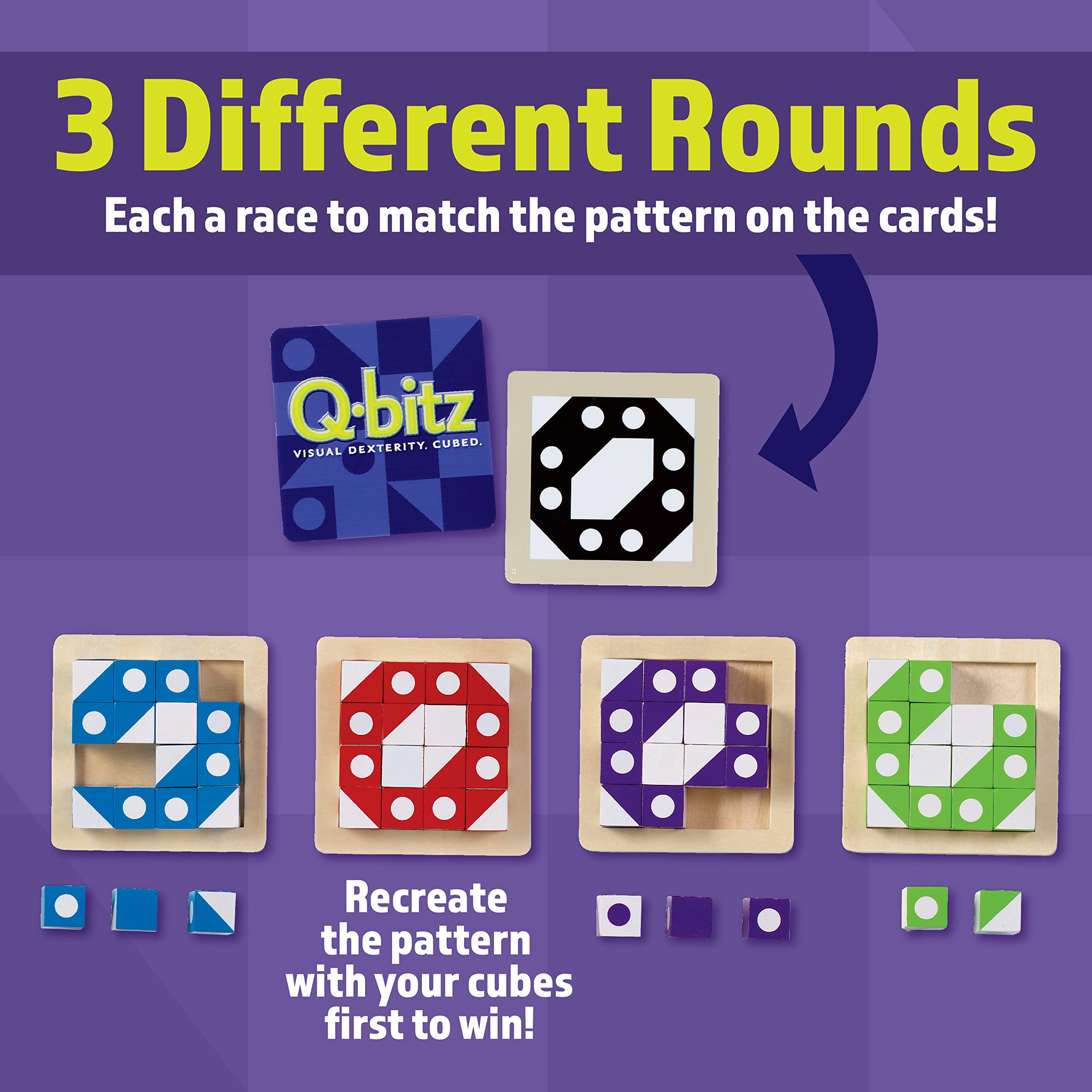 Mindware Q-Bitz Pattern Matching Fun Board Games for Family Game Night | Ages 8 and up 2-4 Players