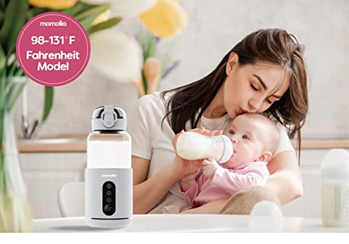MOMOLIA Portable Water Warmer for Formula, Breastmilk, Precise Temp Control, 10 oz. Rechargeable, Wireless Bottle Warmer for Car, Travel, Outdoor, Battery Powered(White)