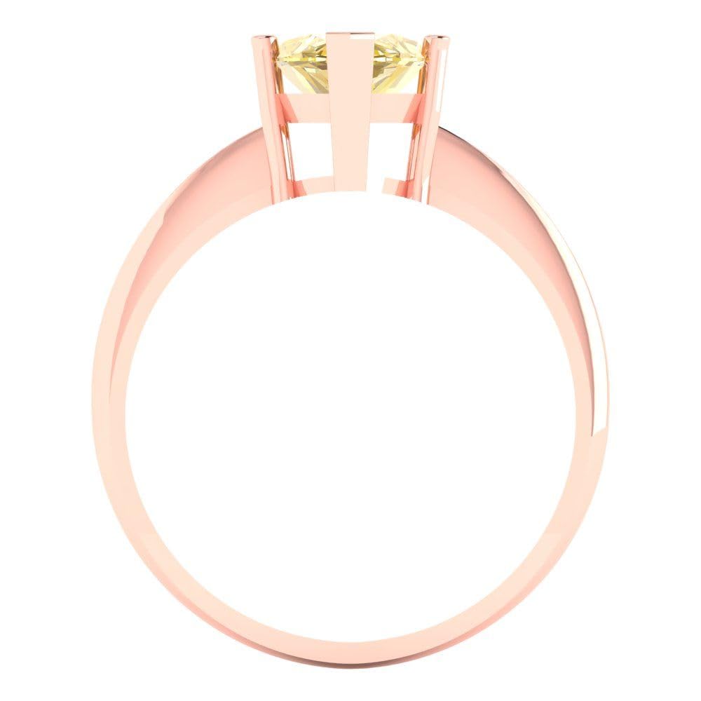 Clara Pucci 2.50 ct Marquise Cut Solitaire Natural Yellow Citrine Engagement Bridal Promise Anniversary Ring 18K Rose Gold Size 3.5