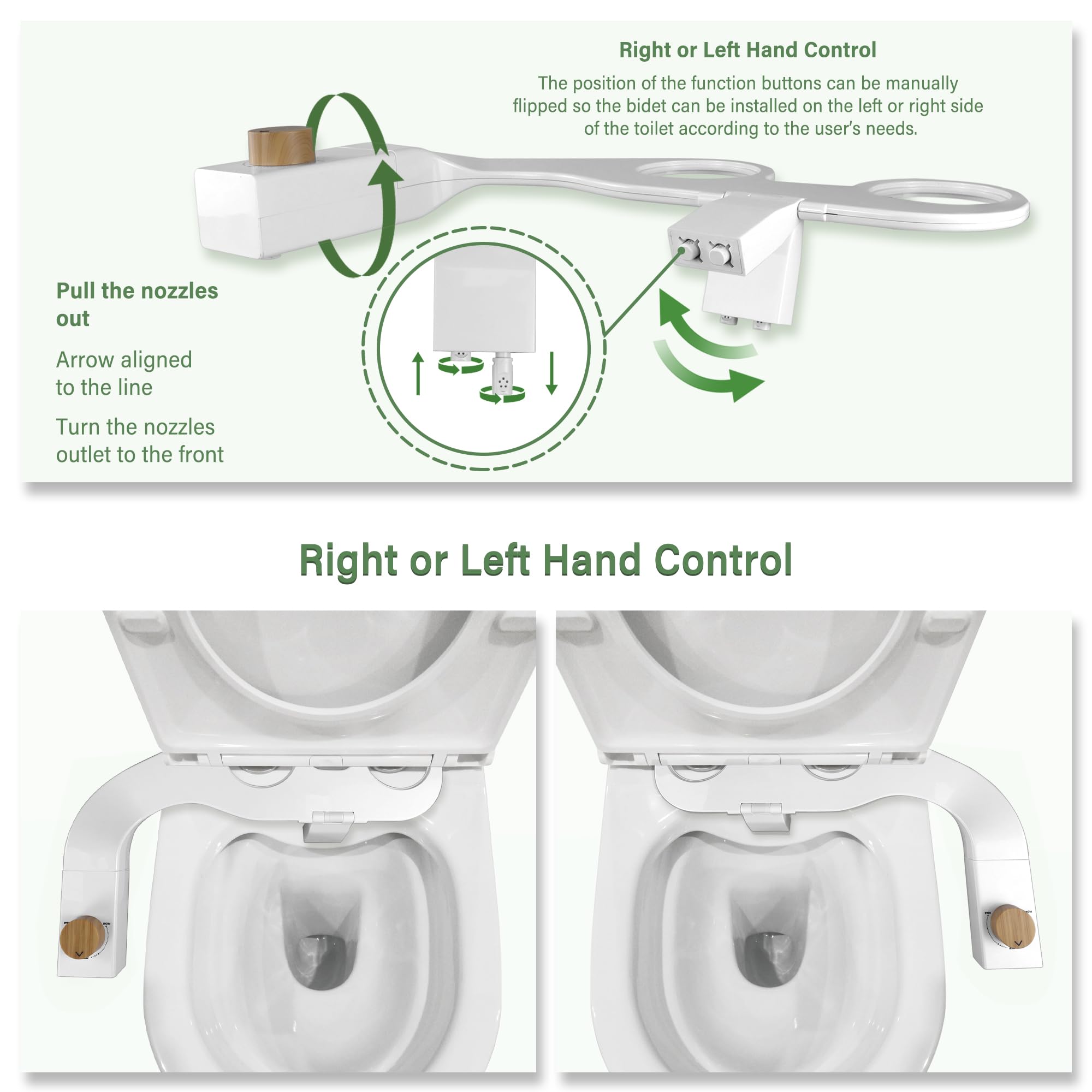 Jecatiy Bidet Attachment, Non-Electric Dual Nozzle Cold Water Bidet Attachment for Toilet Seat, Adjustable Water Pressure, Rear and Feminine Wash, Right or Left Hand Control