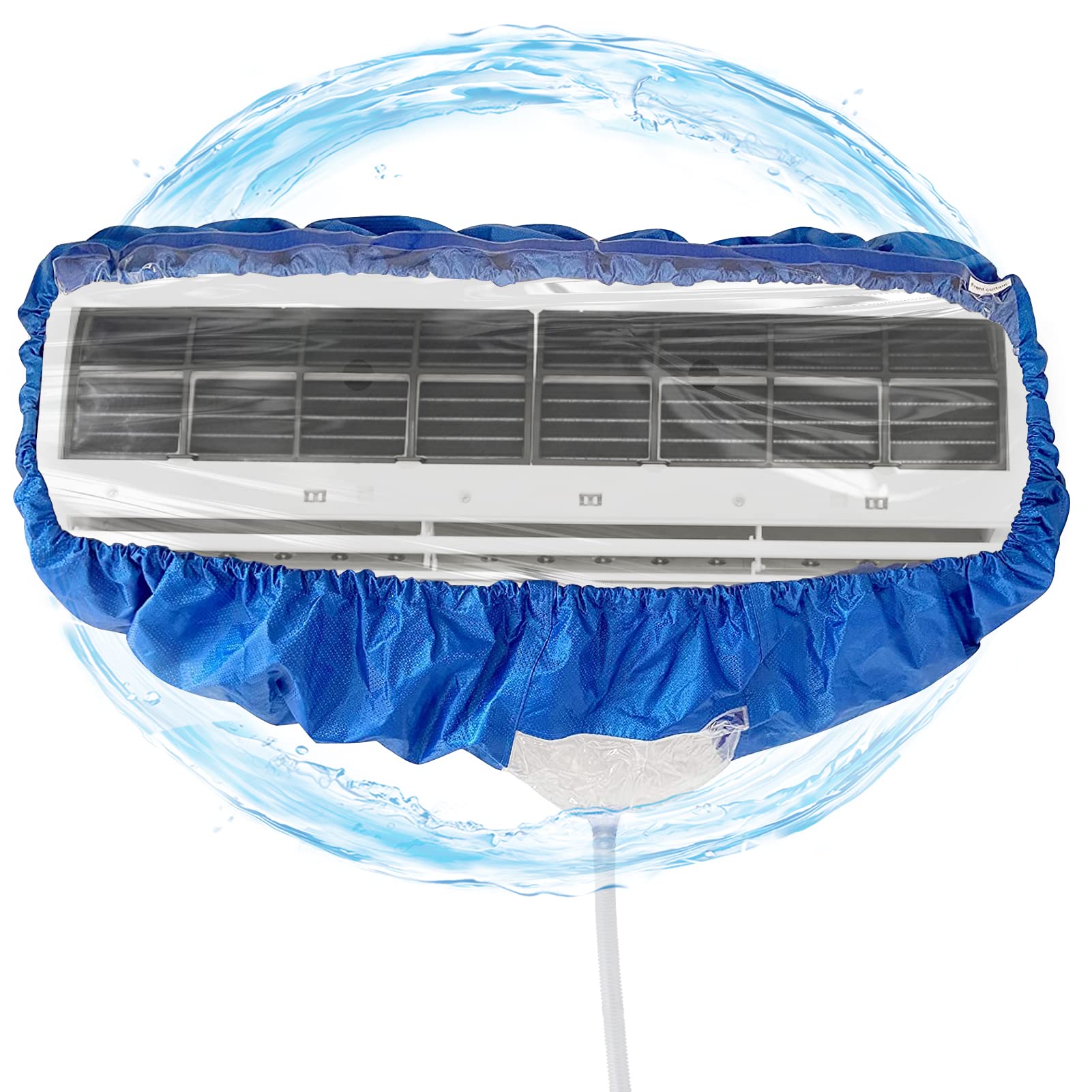 Waterproof Split Air Conditioner Cleaning Kits- Wall Mounted Air Conditioning Dust Washing Clean Cover with 9.2ft Water Pipe Support Plates Air Conditioner Service Bag for Household AC Units (Size L)