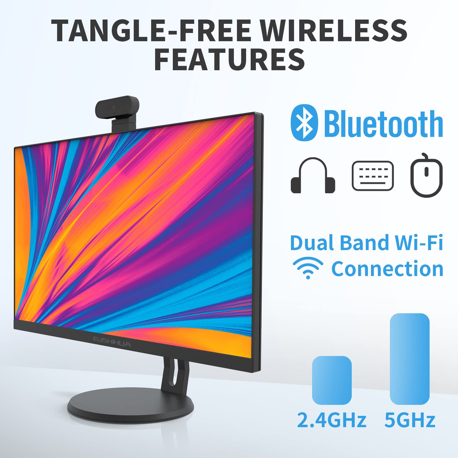 EUISHIHUA 24” Computers, i5 Quad-Core Desktop Computer with Camera, 8G Ram 512G SSD IPS HD Display, WiFi Bluetooth for Home Entertainment Business Office