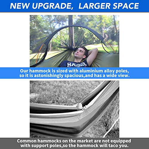 Camping Tree Hammock with Mosquito and Bug Netting - Parachute Lightweight Nylon - Portable Ultralight - for Indoor, Outdoor, Hiking, Camping, Backpacking, Travel, Backyard, Beach