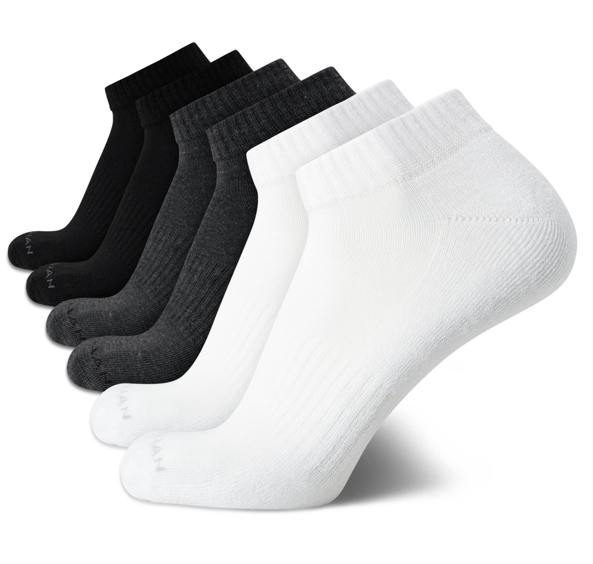 Cole Haan Men's Athletic Socks - Performance Cushion Quarter Cut Ankle Socks (6 Pack), Size 7-12, Black
