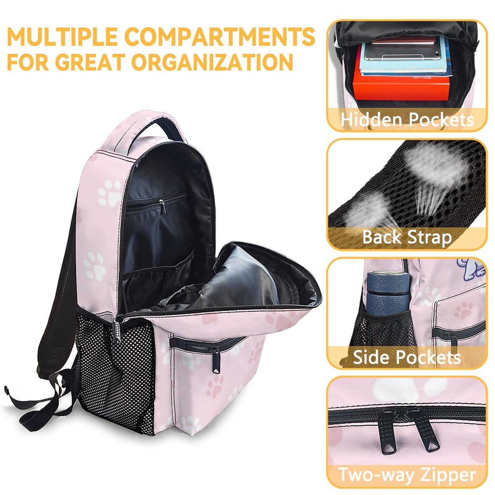 CUNEXTTIME Cat Backpack with Lunch Box, Set of 3 School Backpacks Matching Combo for Girls Boys, Cute Pink Bookbag and Pencil Case Bundle