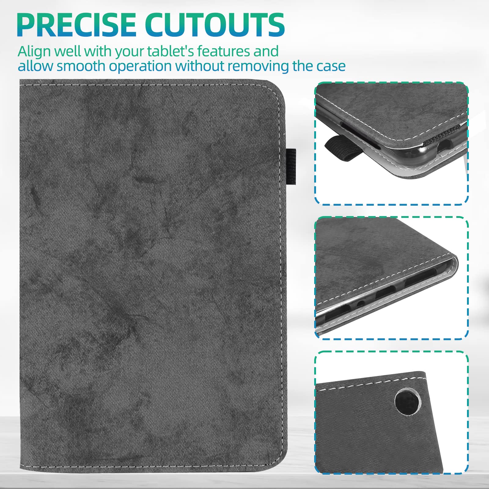 Fire HD 8 Tablet Case & Fire HD 8 Plus Tablet Case(Only Compatible with 10th Generation 2020 Release),Auto Sleep/Wake Ultra Lightweight Slim Stand Folio Cover with Pocket/Card Slots,Denim Gray