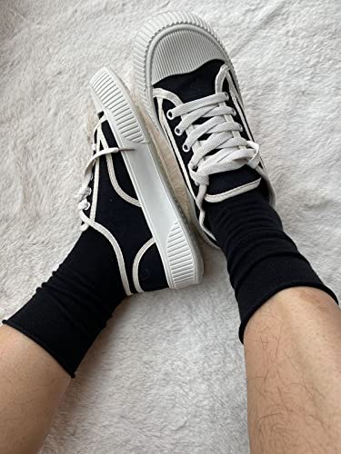 Doitall Summer Crew Socks for Women Cute Slouch Loafer Sock Cotton Mesh Socks Womens White Black Socks Size 5-7