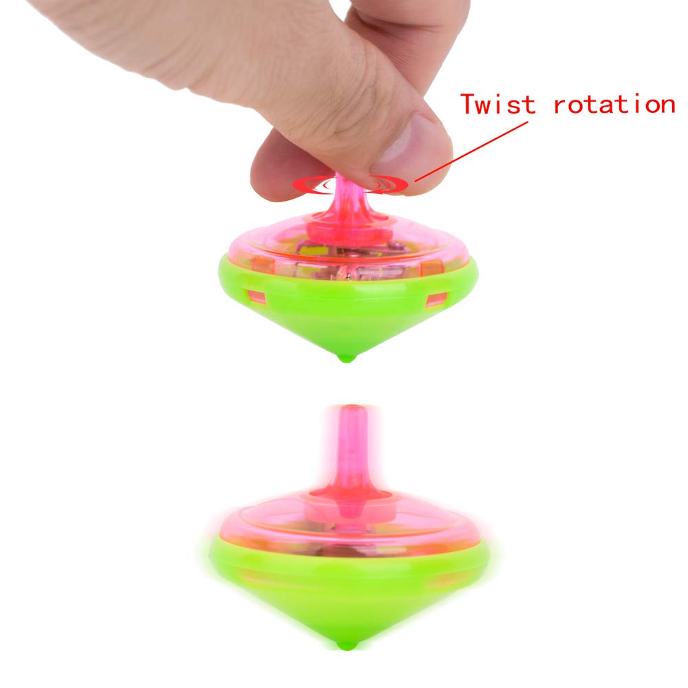 PROLOSO 100 Pcs Light Up Spinning Tops LED Flashing Spinners with Gyroscope