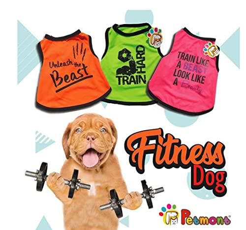 PETMONT Sports T-Shirt for Pets Desing: Unleash The Beast Black and Neon Orange and Black Great for Small and Medium Dogs Size Extra Large