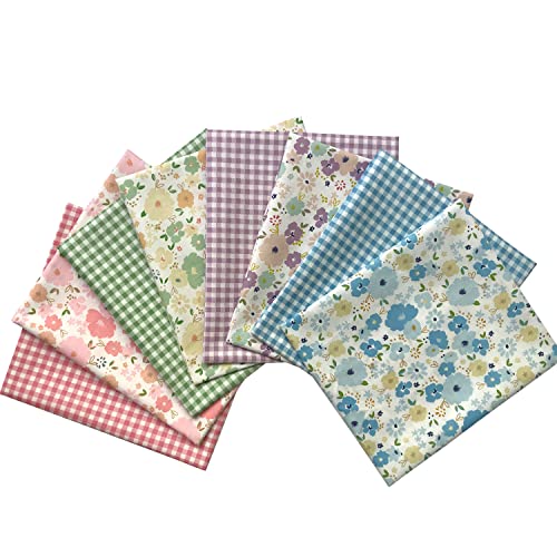 levylisa 8 Pieces 18" x 22" (46cm x 56cm) Cotton 100% Floral Printed Sewing Supplies Fabric for Quilting Patchwork, DIY Craft, Scrapbooking Cloth