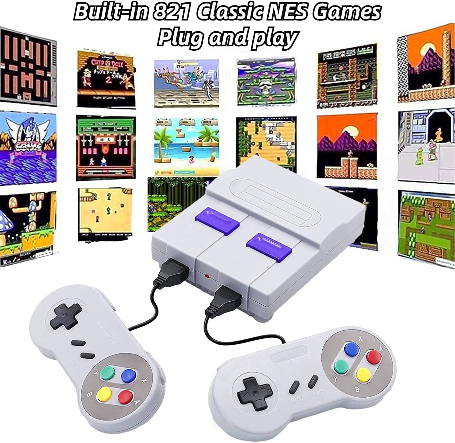 Classic Edition Console,Super Retro Game Console Classic Mini HDMI System with Built in 821 Old School Video Games, Plug and Play,SN-02 Super Classic Mini HD-OUT TV Game Console