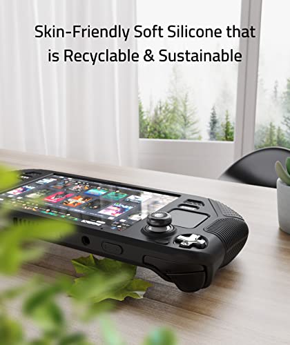 Syntech Protective Case Compatible with Steam Deck Accessories Console, All-Round Protection with Non-Slip Thumb Grips, Anti-Slip & Scratch, Silicone Cover for Enhanced Fit and Alignment-Black