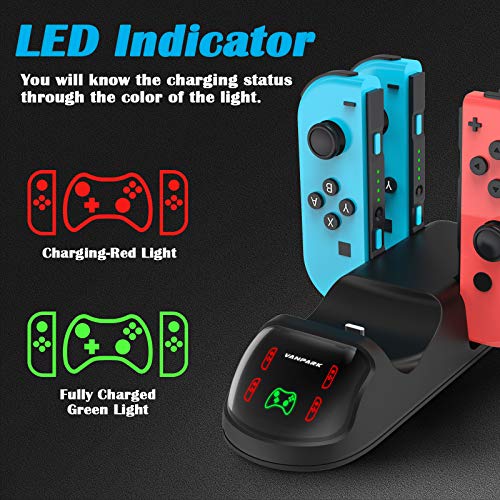 Controller Charger Station for Nin-tendo Switch/PS5, Upgraded 5-in-1 Remote Charging Dock Stand Station Compatible with Switch Joy-Con & Pro & PS5 Controller with LED Charging Indicator Light