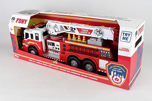 Daron FDNY 27' Ladder Truck with Lights, Sounds and Working Water Cannon 2019 New