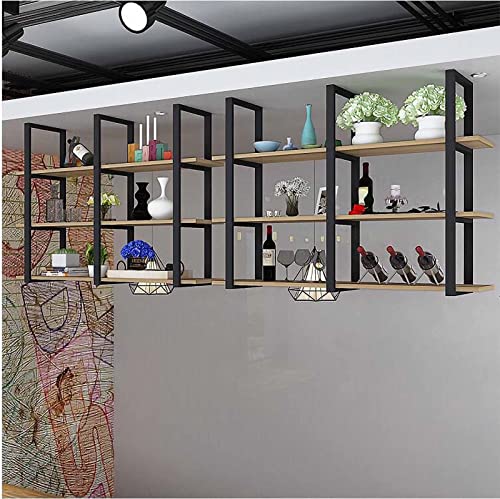Guuurrrg Ceiling Mount Shelf Industrial Style PB9rrling Mounted Storage Shelf, Bar Kitchen Restaurant Hanging Decorative Flower Stand, Easy to Install (Black 100 x 28 x 80cm)