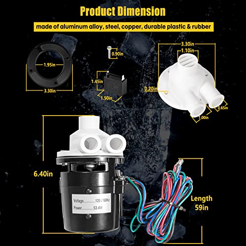 DearChan APTA92P10WD1 Water Pump Motor Assembly For Hoshizaki APTA92P10WD1 Ice Machine Equivalent, 120V 53.4W 0.4 Amp, Replace for KM500MAH, KM630MAH, KM900MAH