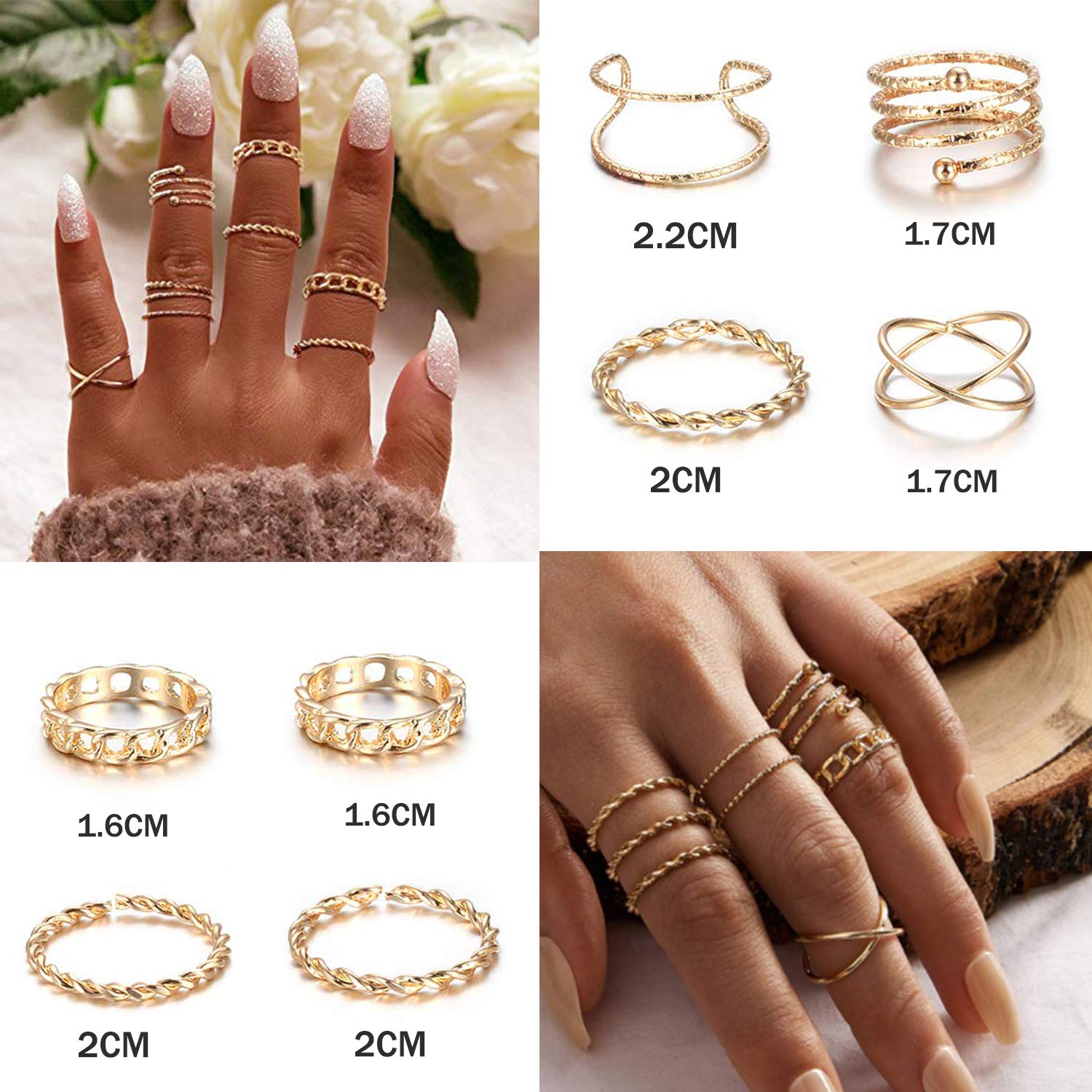 Cassfic 80Pcs Bohemian Knuckle Ring Silver Gold Vintage Stackable Rings Set Fashion Finger Knuckle Midi Rings for Women