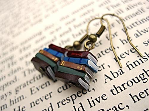 Classic Stack of Books Drop Dangle Earrings Librarian Teacher Easy Hook Clay Creative Novel Teach Graduation Jewelry for Women Earings