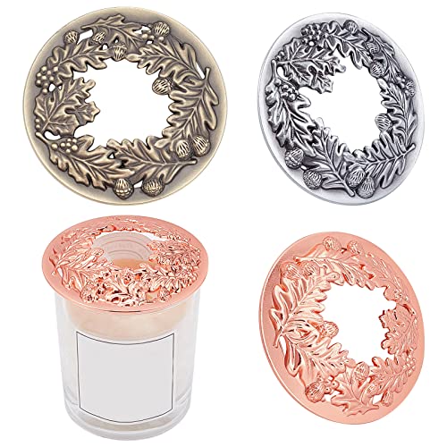 PH PandaHall 3 Color Leaf Candle Toppers, Candle Shades Sleeves 3.14 inch Scented Candles Cover Fit for 2.6 inch Candle Jar for Women Candle Accessories Jar Candle Lid-Help Jar Candles Melt Evenly