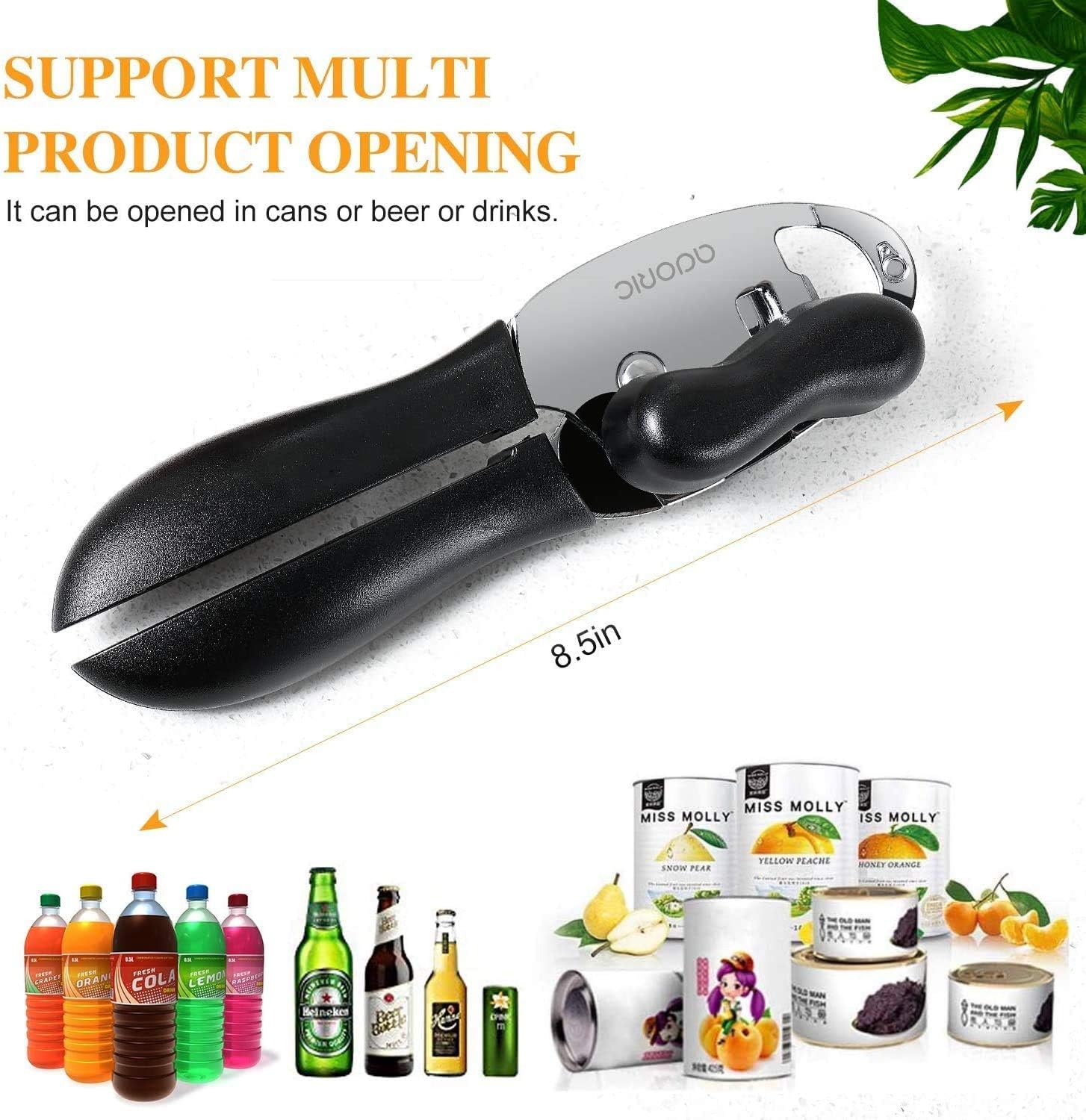 Can Opener Manual, 4-in-1 Can Opener Kitchen Durable Stainless Steel Heavy Duty Can Openers with Anti-slip Hand Grip Ultra Sharp & Smooth Edge