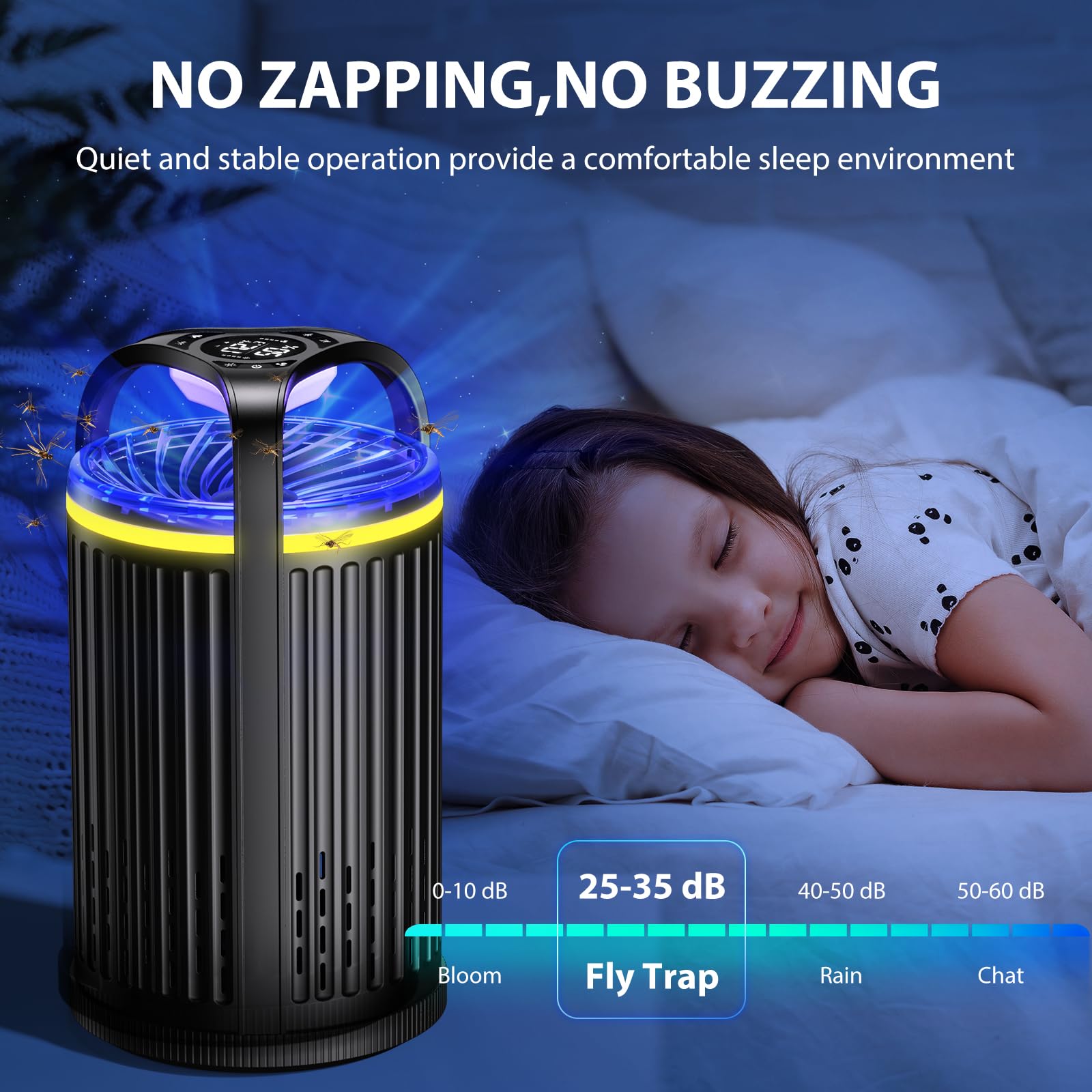 Fruit Fly Traps for Indoors, Upgraded Indoor Fly Trap with UV&Blue Bug Light,Gnat Traps for House Indoor Bug Zapper Flying Insect Trap for Fruit Flies, Gnats,Plants Moths with 10 PCS Refill (Black)