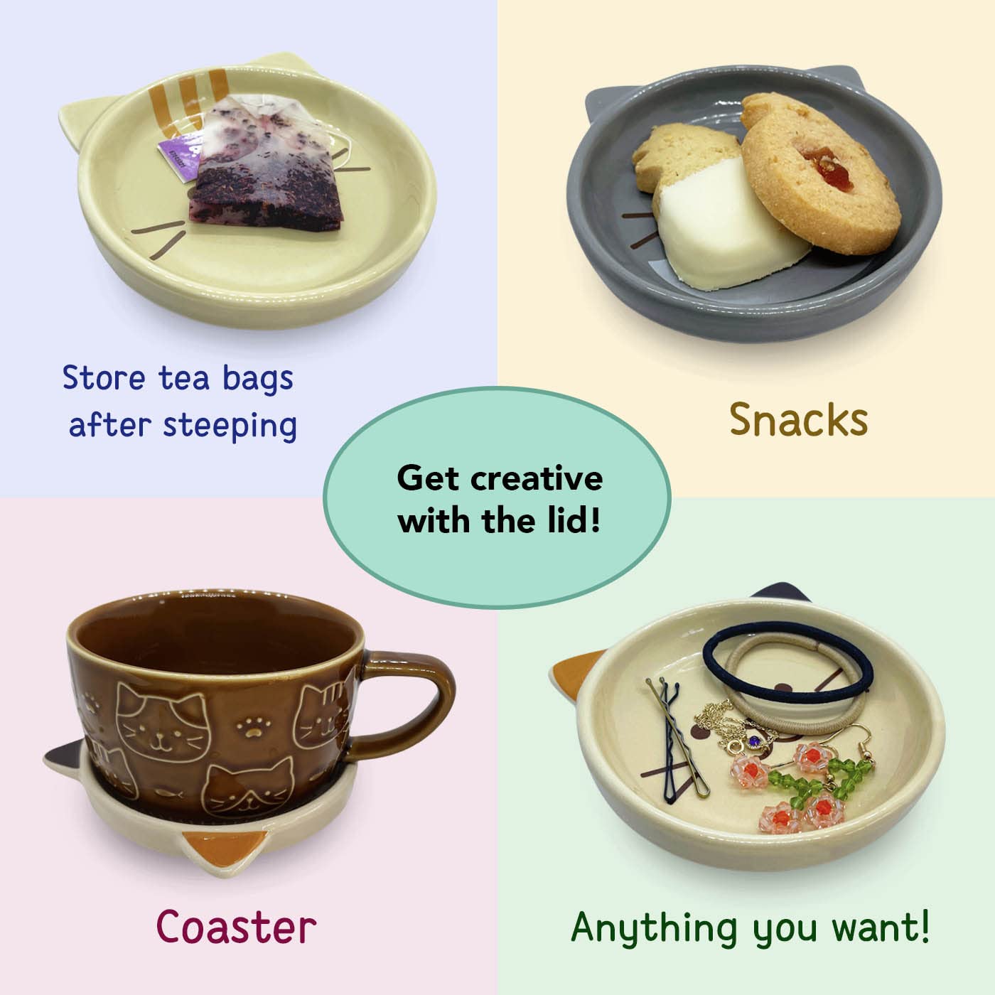 Cute Ceramic Cat Mug with Lid, Pink Cat Mug, Kawaii Coffee or Tea Cup for Cat Lovers, Unique Novelty Cat Gift, Mug and Lid Set (Pink)