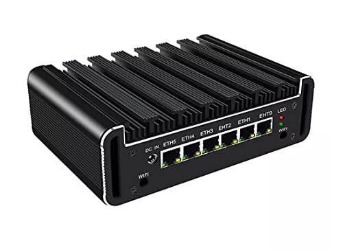 Firewall Appliance Mini PC, OPNsense, Intel Core I7 10510U, 6 x Intel Gigabit LAN, 2xDDR4 RAM, 1xHD, 1xCOM, AES-NI, Fanless Firewall PC, 8GB DDR4 RAM, 128GB SSD
