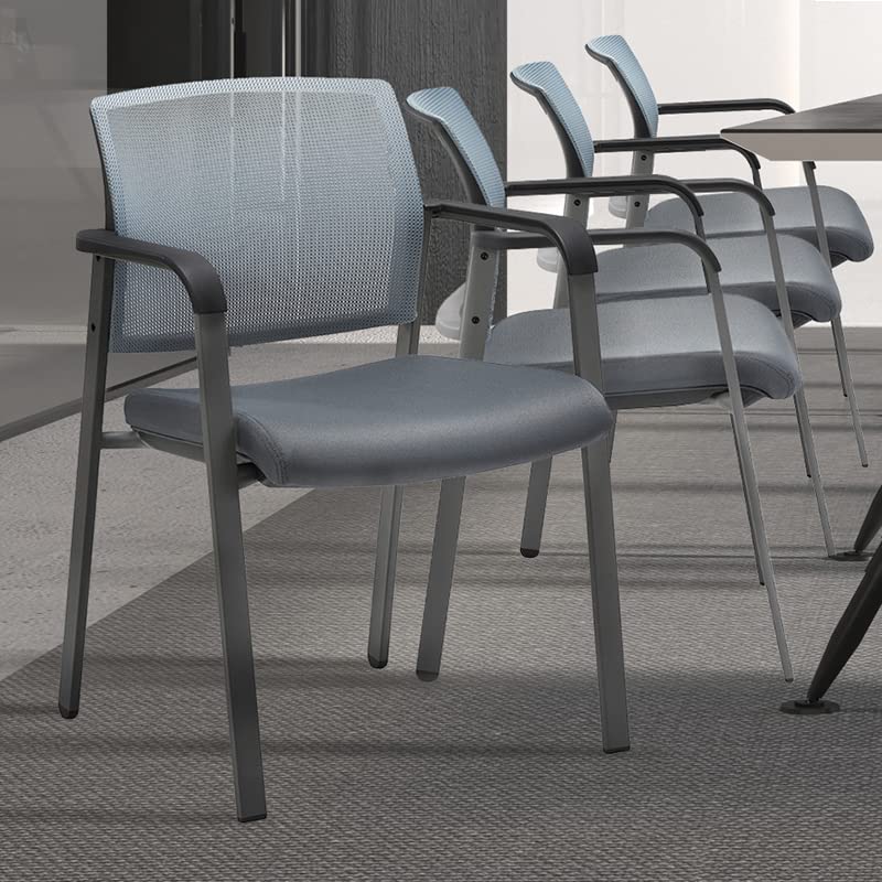 CLATINA No Wheels Conference Room Chairs Set of 8, Stackable Office Guest Reception Chairs with Armrests, Mesh Back Waiting Room Chairs for Office, School, Lobby, Church, Black