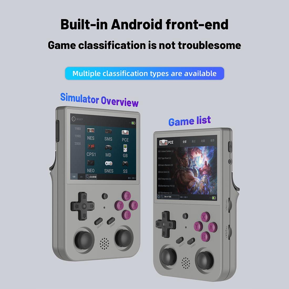 EVAR RG353V 16G+64G Handheld Game Console Retro Arcade Game Console Built-in 15000 Games, 3.5-inch IPS Screen Linux/Android11 Open Source Game Console Portable Gaming Console (White)