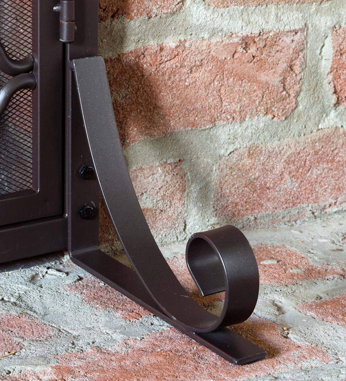 Plow & Hearth Metal Fireplace Screen Geometric Bronze | 44" W x 33" H | 2 - Door | Spark Guard Indoor Grate | Iron Fire Place Cover | Wood Burning Stove Decorative Accessories