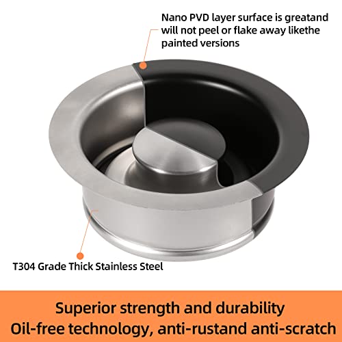 Garbage Disposal Flange Stopper Collar Sink Baffle Kit, Fit Universal 3-1/2 Inch Standard Sink Drain Hole,Kitchen Sink Flange Stopper Replacement Accessories,Stainless Steel(Black)