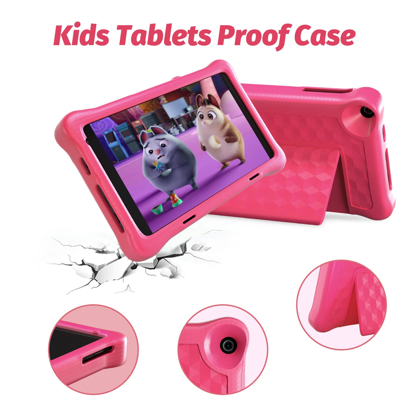 Cheerjoy Kids Tablet 8 inch Tablet for Kids 4000mAh 2GB+32GB HD 1280 * 800 Learning Kids Tablets with WiFi, Bluetooth, Dual Camera, Parental Control (Pink)
