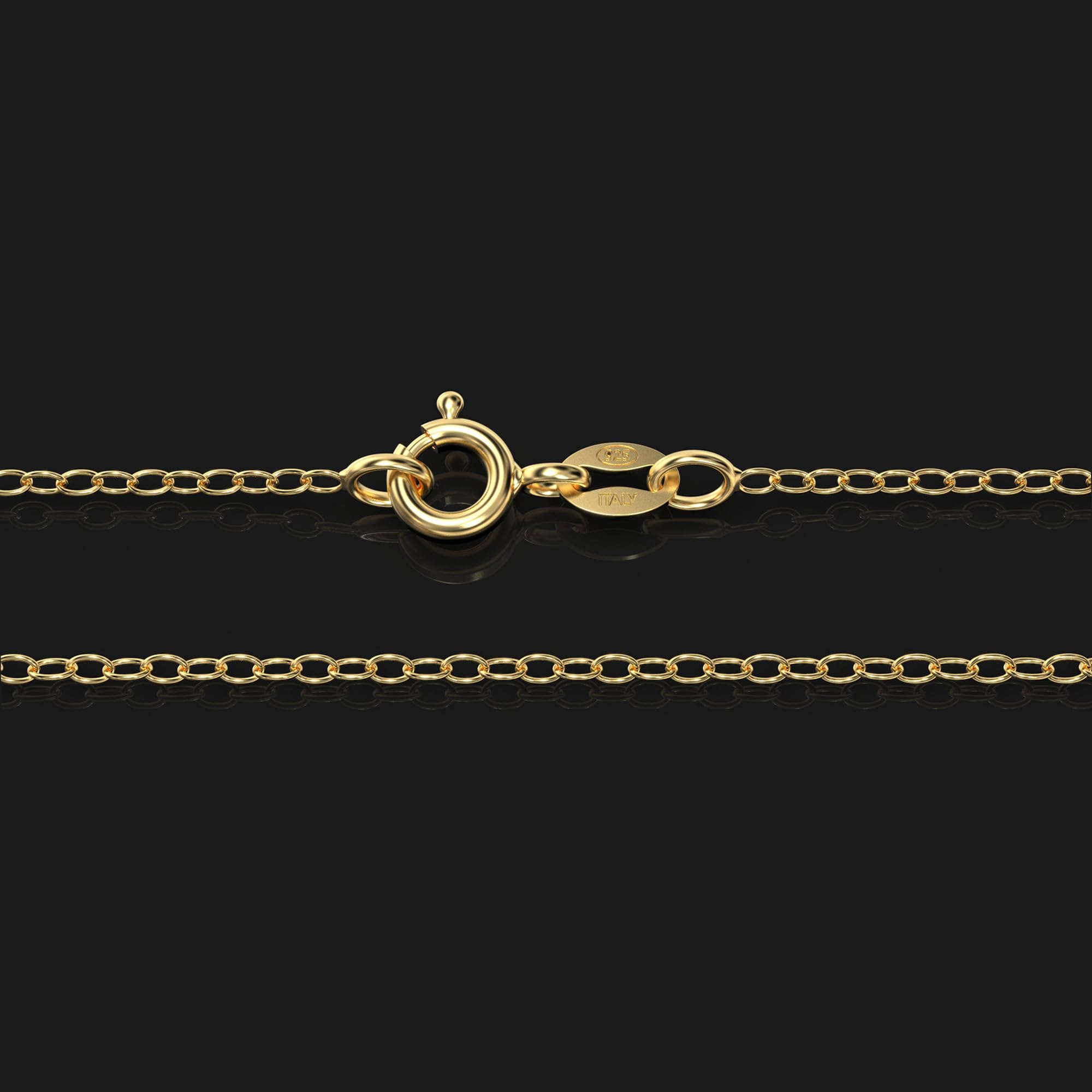 Bling For Your Buck 18K Gold Flashed Sterling Silver 1.2mm Very Thin Italian Cable Chain Necklace - 18"
