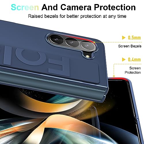 phone flip case Ultra-Thin Case Compatible with Samsung Galaxy Z Fold 5 Case w Grip Silicone Strap, Hard PC Case, Anti-Scratches Shockproof Case Protective Phone Case phone screen protection ( Color :