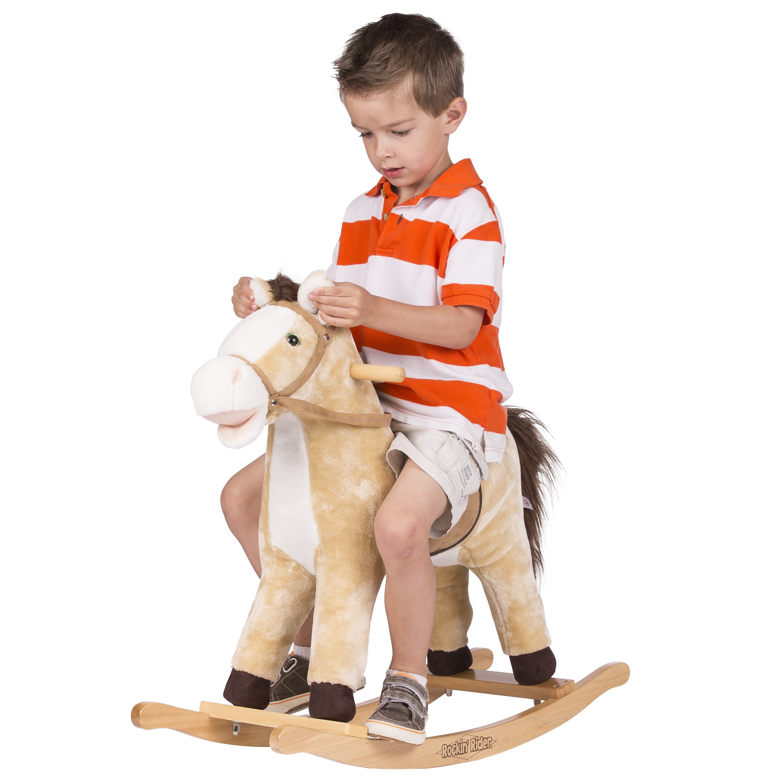 Rockin' Rider Derby Rocking Horse Ride on Beige, Large