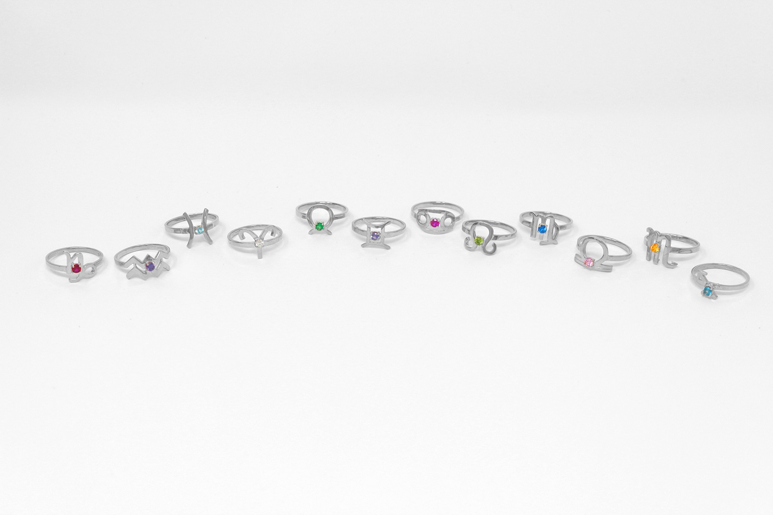 CaliRoseJewelry Sterling Silver Aquarius Zodiac Ring for Women with February Birthstone (Size 4.5)
