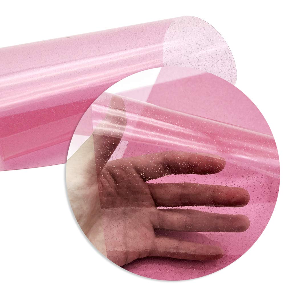 David accessories Glitter Transparent Jelly Faux Leather Fabric Sheet Solid Color 8 Pcs 8 x 13"(20 x 34cm) for DIY Earrings Hair Bows Bags Wallets Making (Glitter Transparent)