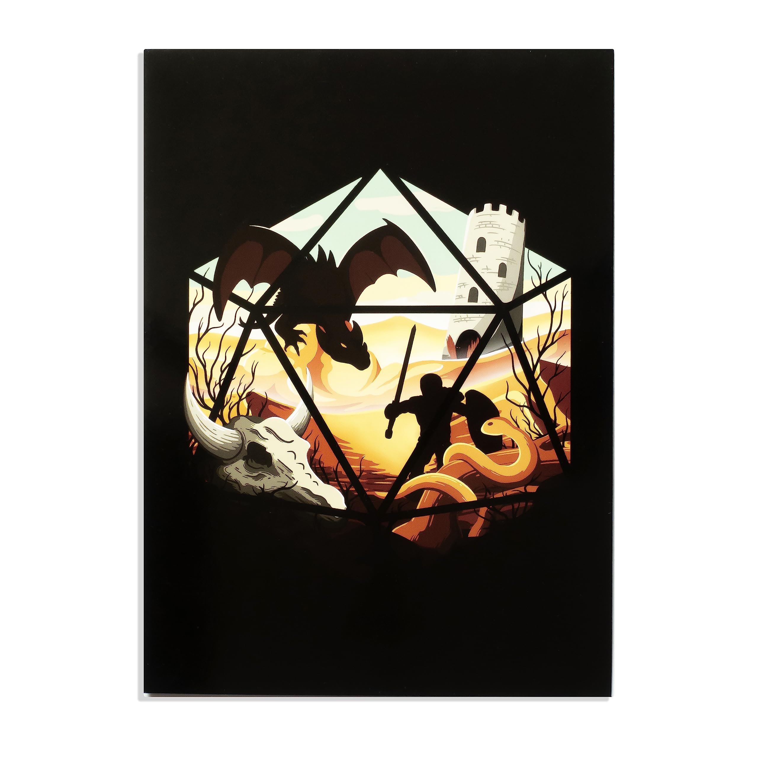 Glassstaff Birthday Greeting Card with d20 dice envelope for Dungeons and Dragons - DnD Dice postcard gift dnd birthday decorations dnd gifts for men, women and dm/gm dungeon master