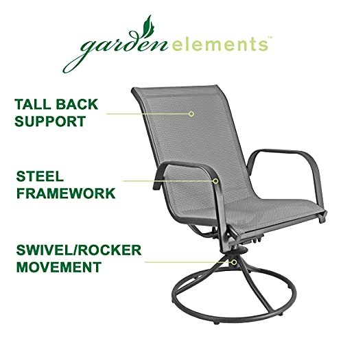 Garden Elements Sienna Metal Patio Chair Swivel Rockers (Pack of 2, Grey)