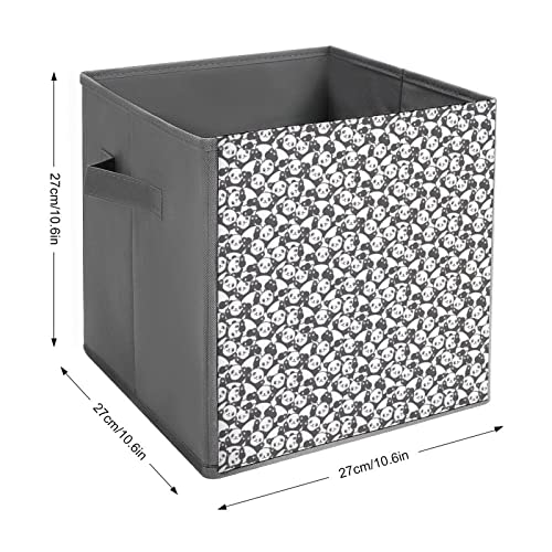 Funny Pandas Foldable Storage Bins Printd Fabric Cube Baskets Boxes with Handles for Clothes Toys, 11x11x11