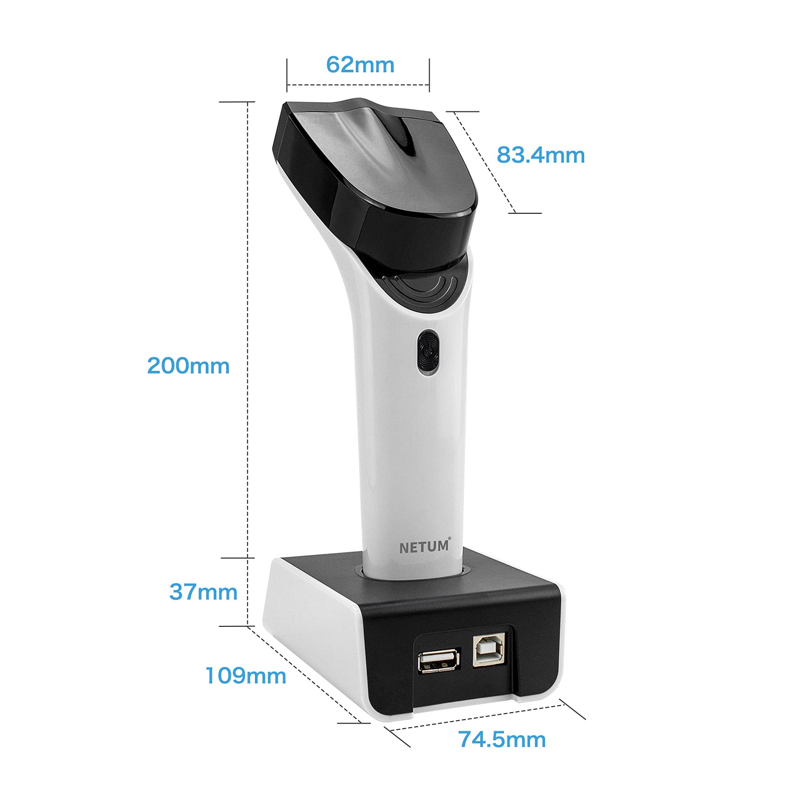NETUM Fashionable Bluetooth Wireless 1D Barcode Scanner, Hands Free CCD Barcode Reader with Stand and Built-in Memory, Works with MAC OS, Windows, iOS, Android -DS5000