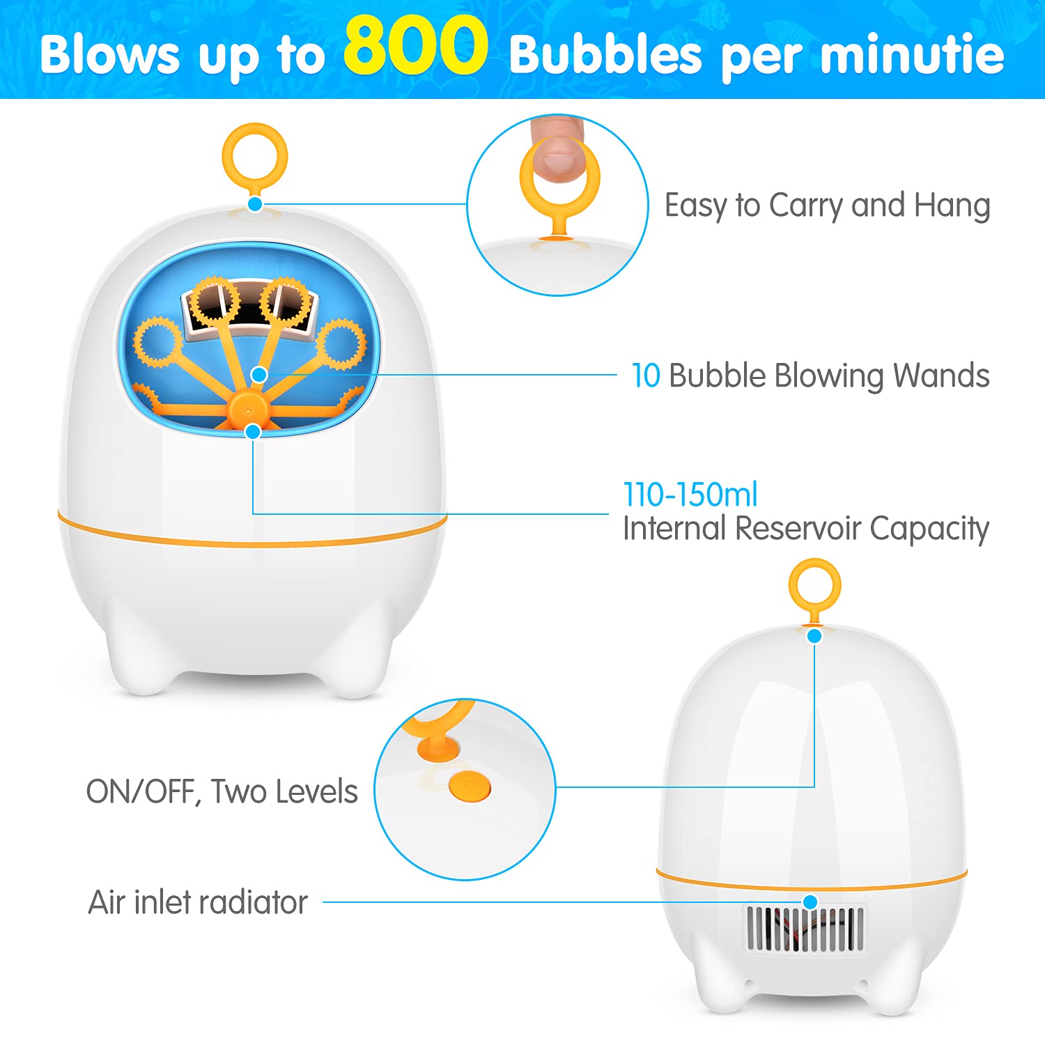 Victostar Bubble Machine, Automatic Bubble Machine for Kids with Bubbles Solutions (17 oz Total) Bubble Blowing for Outdoor Indoor