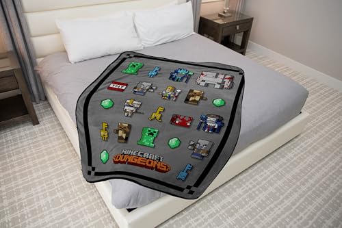 Minecraft Dungeon Mobs Throw - Measures 46 x 60 inches, Kids Bedding - Fade Resistant Super Soft Fleece (Official Minecraft Product)