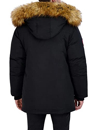 CANADA WEATHER GEAR Men's Insulated Winter Parka Coat Black Size XL