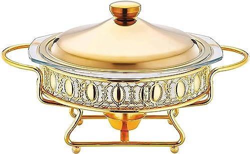 Chef Chafing Dish Buffet Set, Stainless Steel Chafer and Buffet Warmers Sets, Catering Buffet Mini Hot Pot Outdoor Picnic Household (Gold)