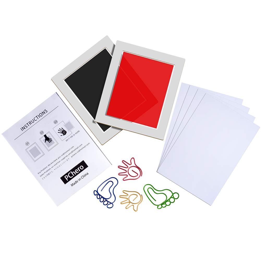 Clean Touch Ink Pad for Baby Handprints and Footprints, PChero Inkless Print Kit for Family Keepsake Newborn Shower Gifts - 2 Packs