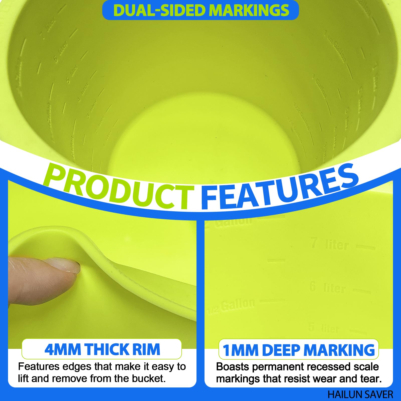 HAILUN SAVER - 2 Gallon Bucket Liner for Concrete Mix and Mud (Green 2 Gallon)