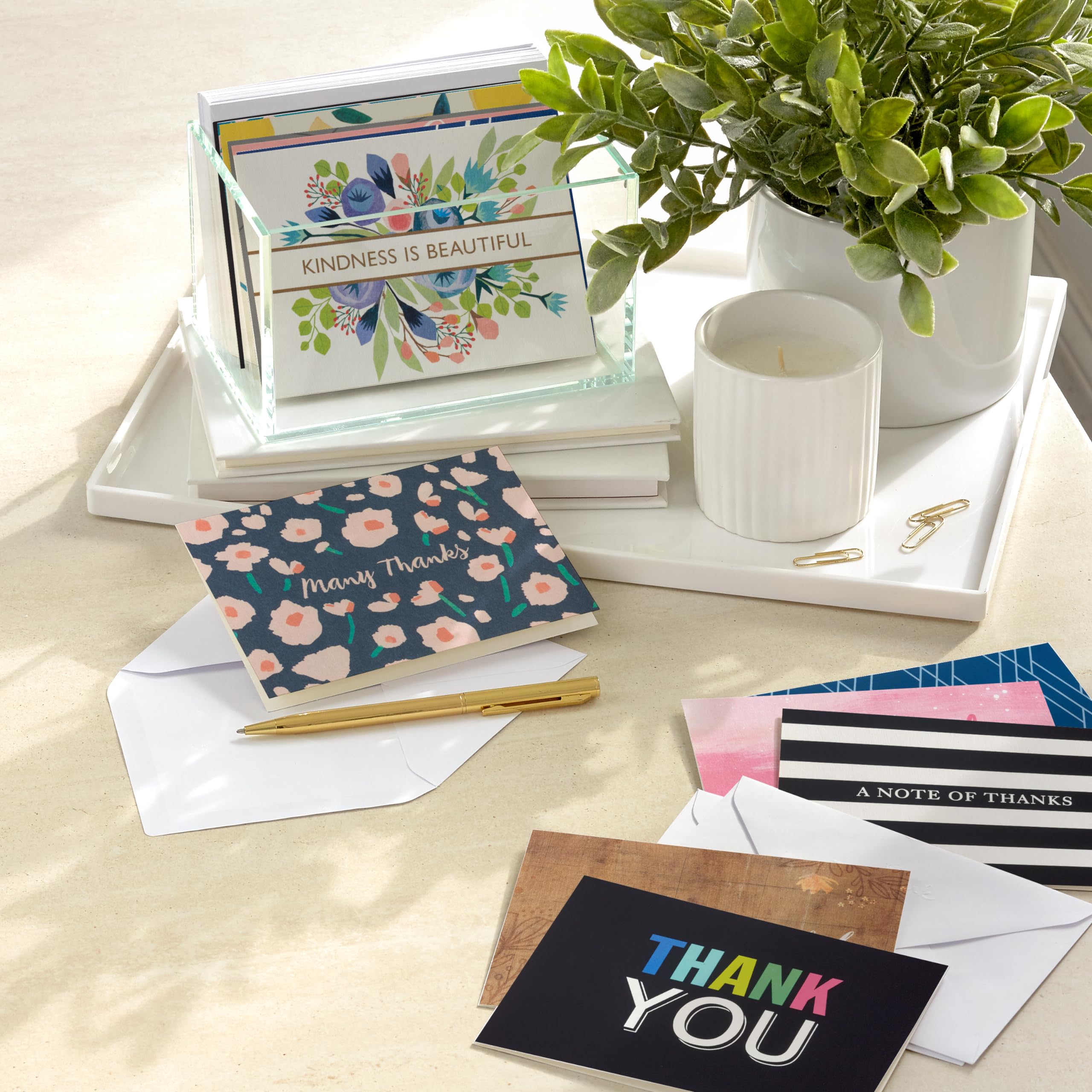Hallmark Thank You Card Bulk Assortment (48 Blank Cards with Envelopes) for Graduation, Bridal Shower, Birthday, All Occasion
