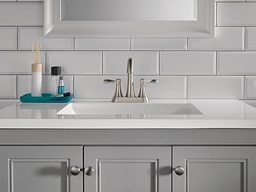 Delta Faucet Esato Centerset Bathroom Faucet Brushed Nickel, Bathroom Sink Faucet, Drain Assembly Included, SpotShield Brushed Nickel 25897LF-SP