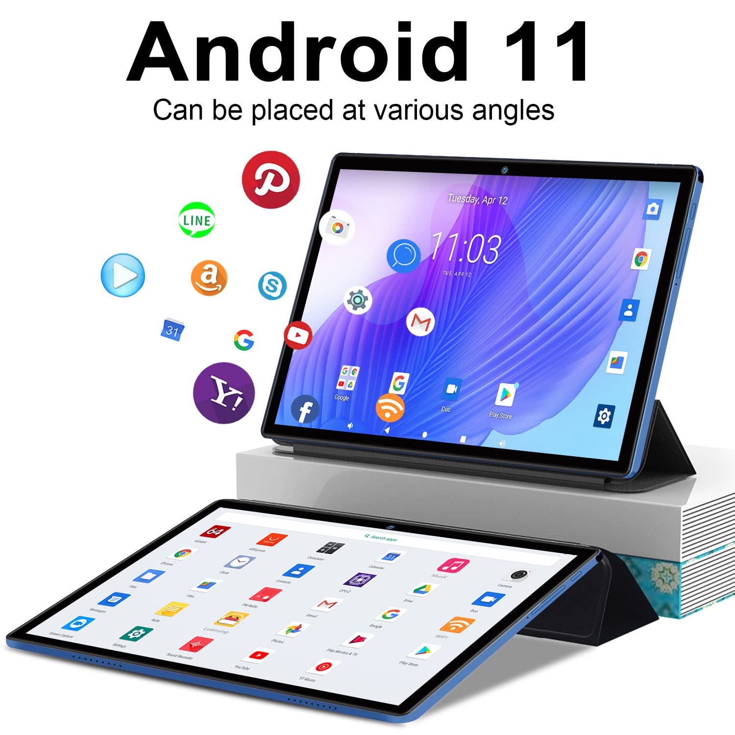 DUODUOGO S9 Tablet, 10.1 Inch Android 11.0 Tablet with 64GB Memory, Octa-Core Processor, 1920x1200 IPS Display, Dual Camera 5MP, 6000mAh Battery, Bluetooth 4.3, WiFi, Blue